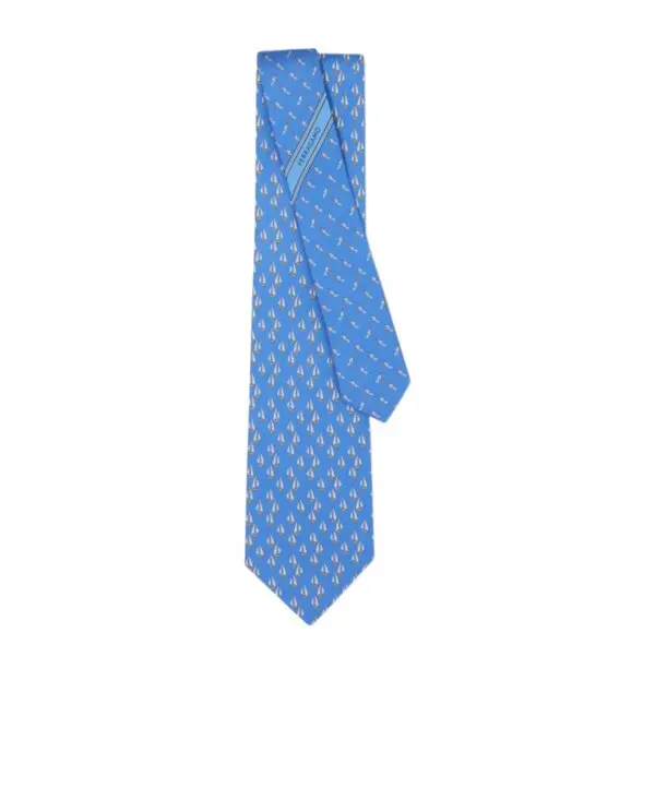 FERRAGAMO Nautical Print Silk Neck Tie