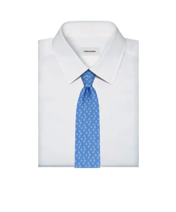 FERRAGAMO Nautical Print Silk Neck Tie