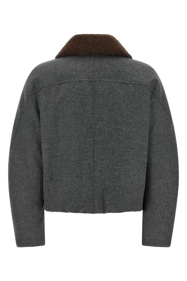 Brunello Cucinelli Shearling Collar Cropped Jacket