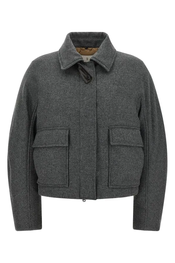 Brunello Cucinelli Shearling Collar Cropped Jacket