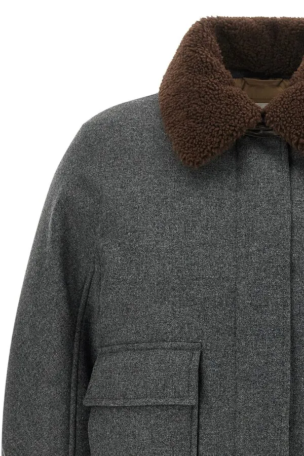 Brunello Cucinelli Shearling Collar Cropped Jacket