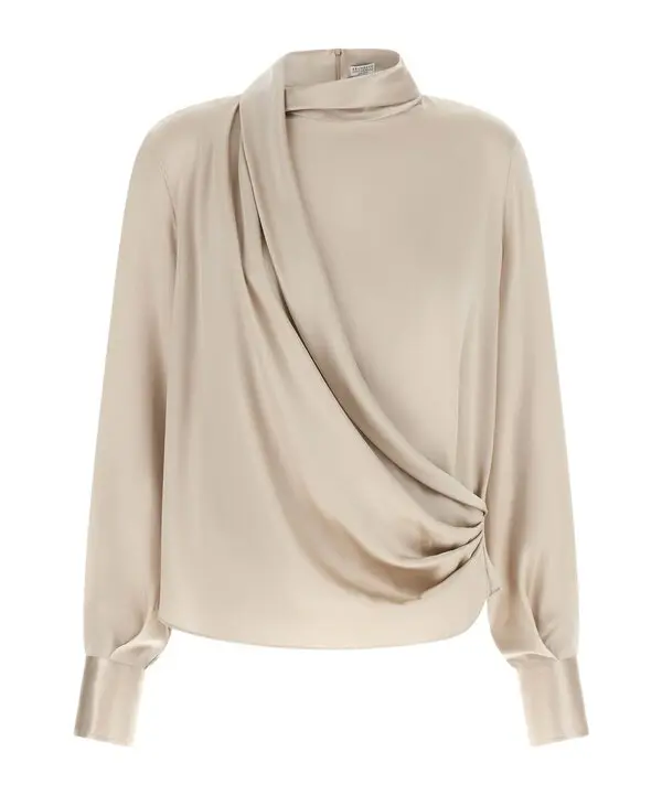 Brunello Cucinelli Asymmetric Draped Blouse