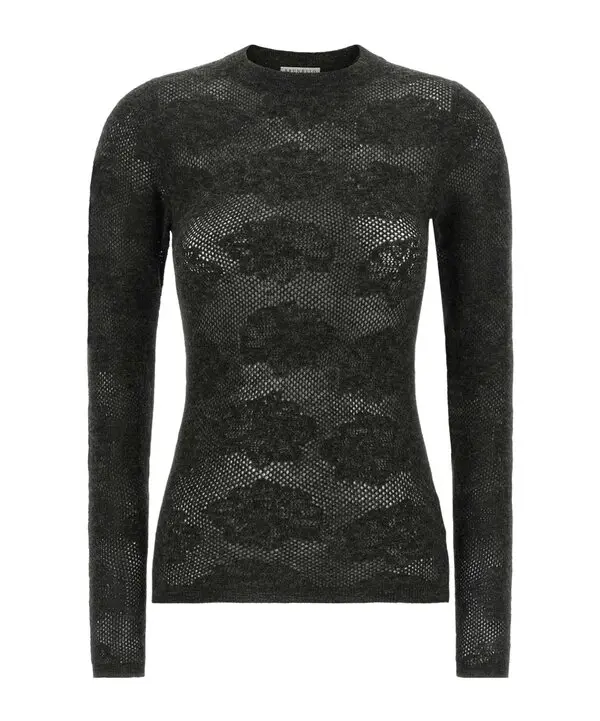 Brunello Cucinelli Flower Lace Sweater - Black