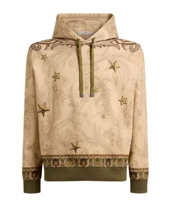 Etro Cotton-blend Hooded Sweatshirt With Placed Pegaso Print