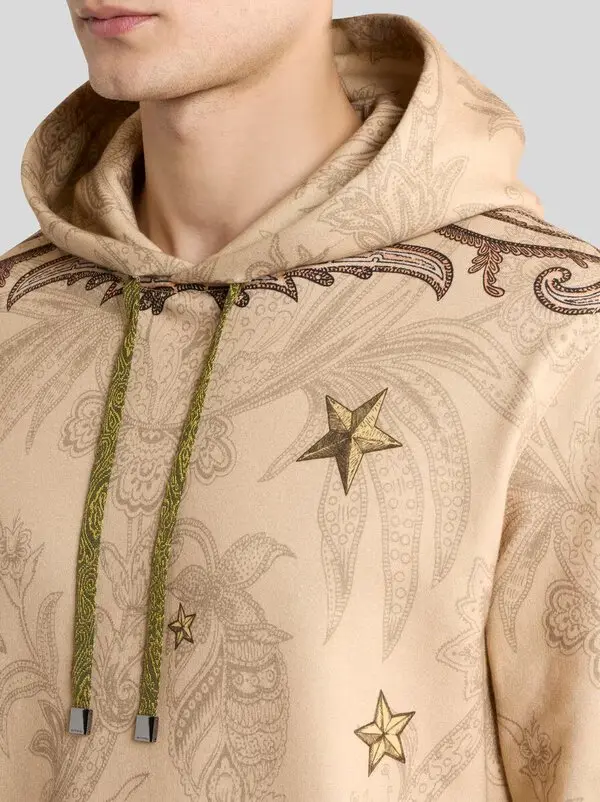 Etro Cotton-blend Hooded Sweatshirt With Placed Pegaso Print