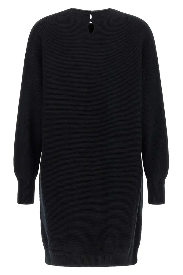 Brunello Cucinelli Ribbed Knit Long Sleeve Dress