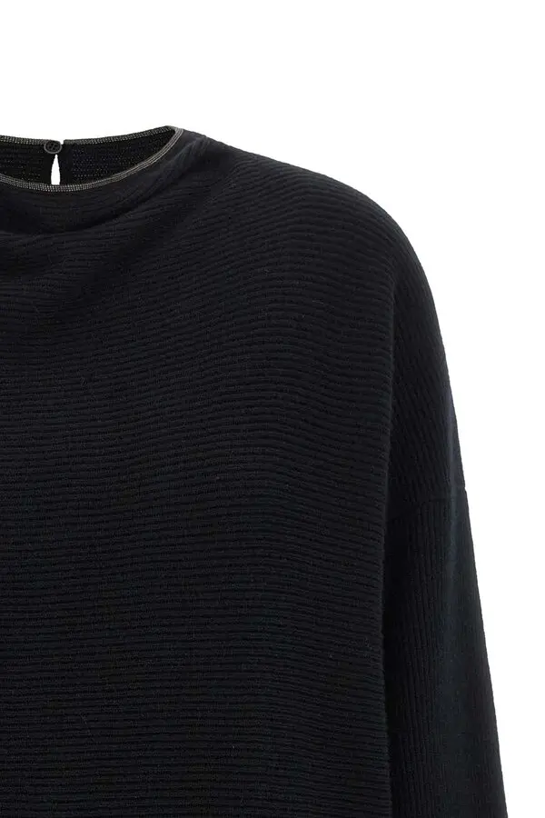 Brunello Cucinelli Ribbed Knit Long Sleeve Dress