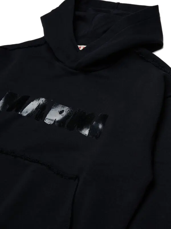 Marni Logo-print Frayed Hoodie