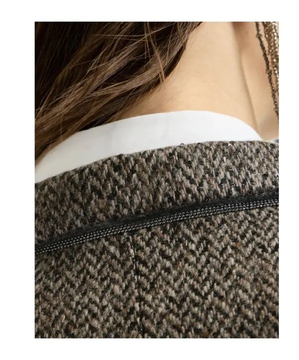 Brunello Cucinelli Chevron Belted Vest - Brown