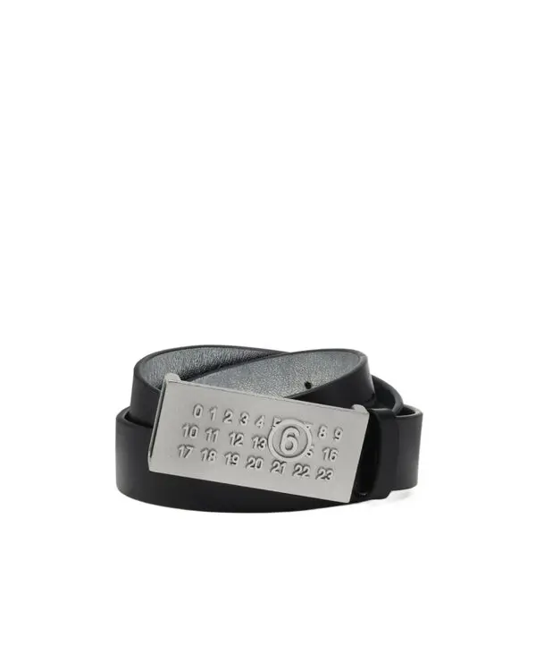 MAISON MARGIELA Numeric Buckle Leather Belt - Black