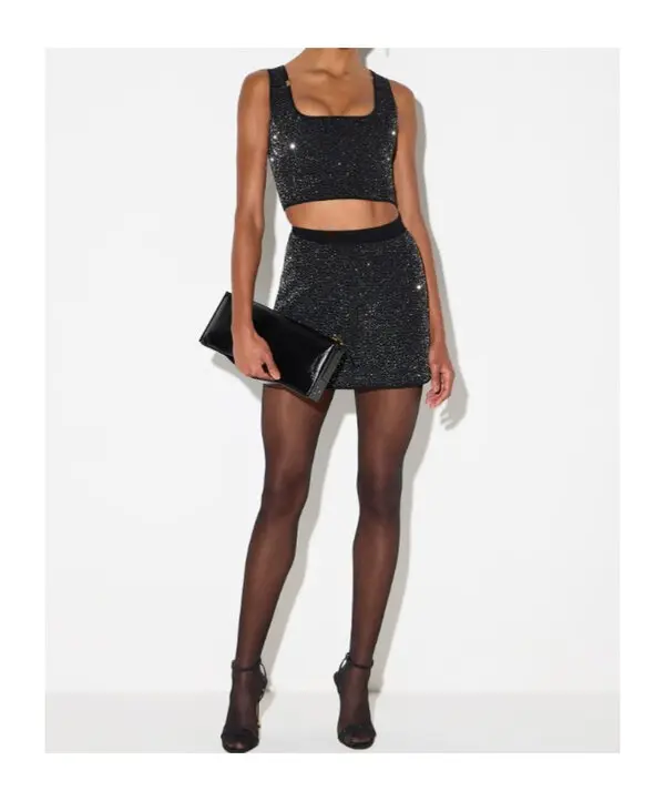 Elisabetta Franchi Sequin Embellished Knit Mini Skirt