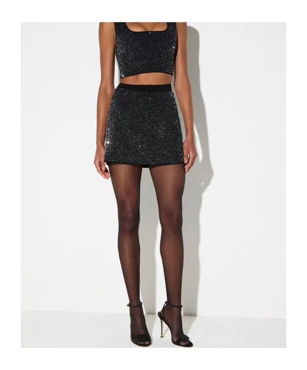 Elisabetta Franchi Sequin Embellished Knit Mini Skirt
