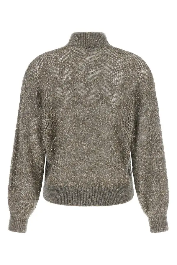 Brunello Cucinelli Metallic Abstract Leaf Sweater
