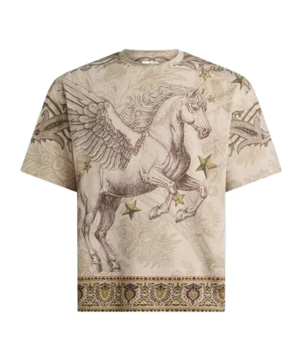 Etro Cotton-jersey T-shirt With Placed Pegaso-print