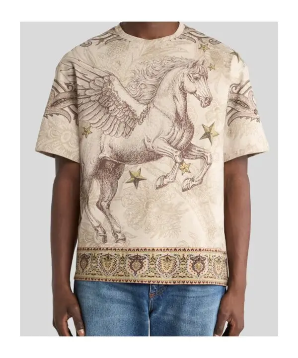 Etro Cotton-jersey T-shirt With Placed Pegaso-print