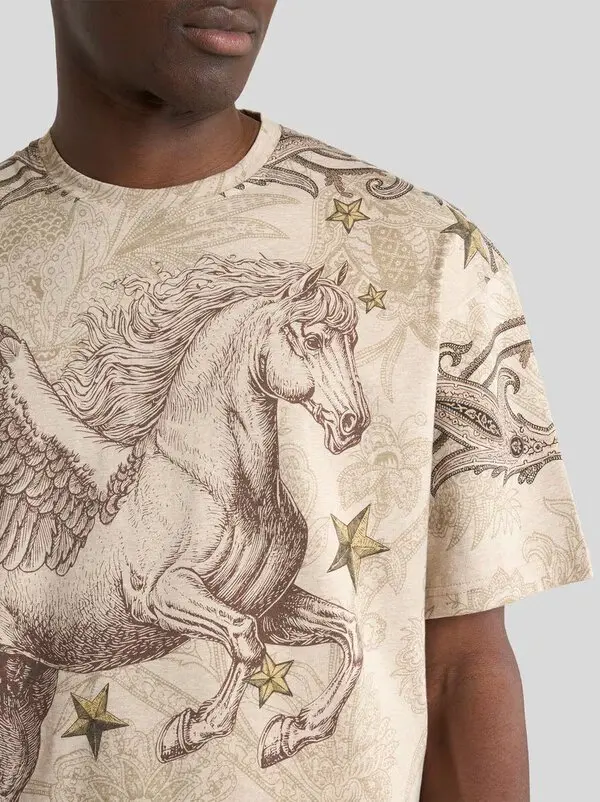 Etro Cotton-jersey T-shirt With Placed Pegaso-print