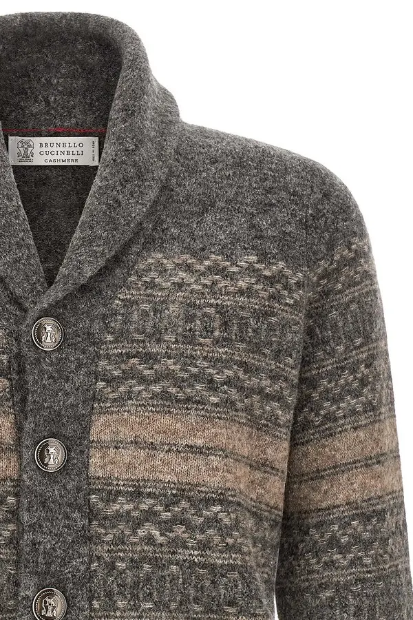 Brunello Cucinelli Nordic Jacquard Shawl Cardigan