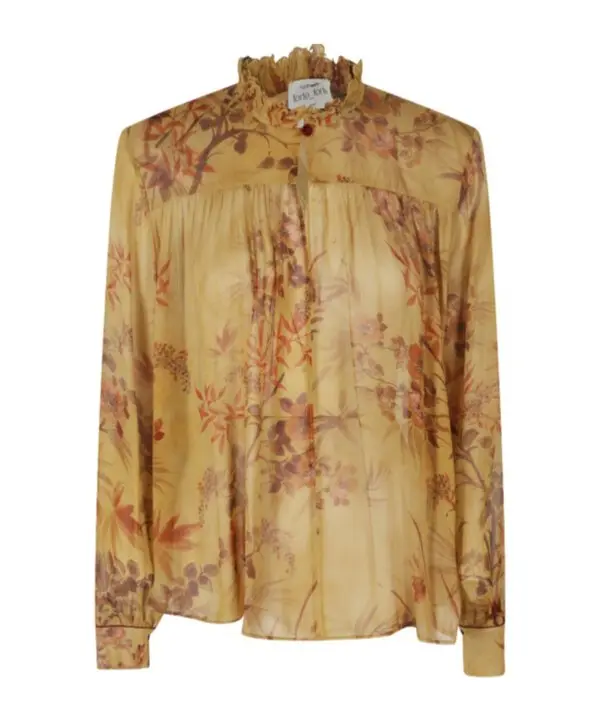 FORTE_FORTE Long-sleeved Printed Shirt - Brown