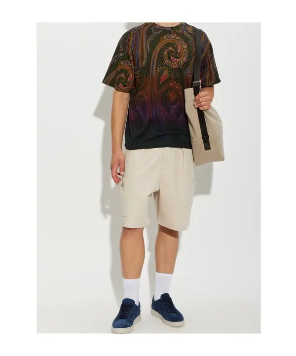 Etro Cotton Jersey T-shirt With Degradé Paisley Motif - Brown