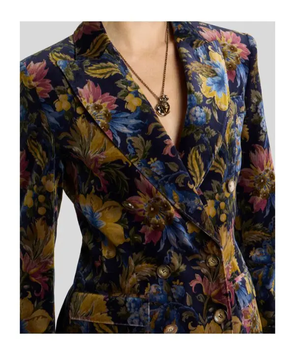 Etro Double-breasted Floral Cotton Velvet Jacket