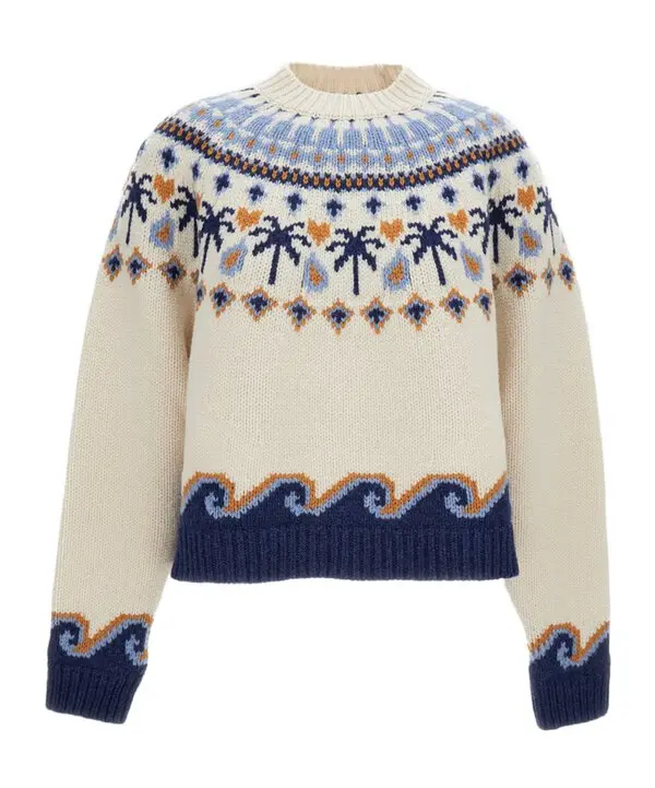 Alanui Long Sleeve Sweater With Patterned Design - White