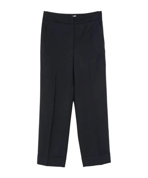 Peserico Pressed-crease Cuffed-hem Tailored Trousers - Navy Blue