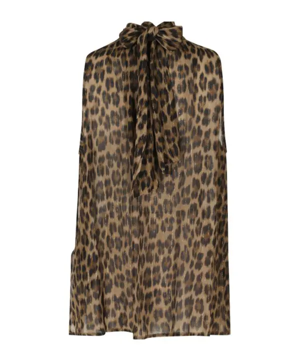 SEMICOUTURE Leopard-print Stand-collar Top