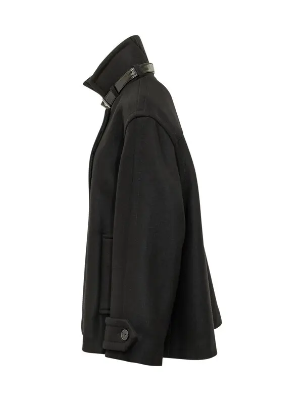 LANVIN Buckled-collar Double-breasted Short Coat