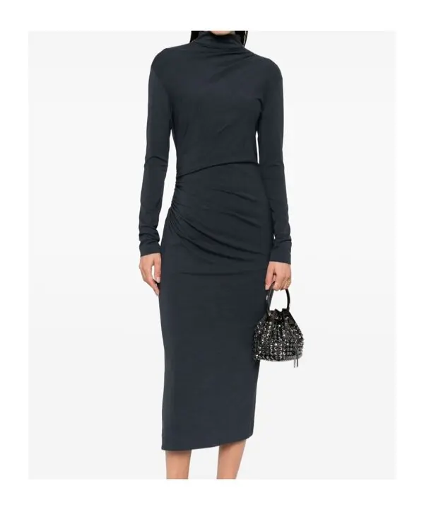 Brunello Cucinelli High-neck Gathered Midi Dress