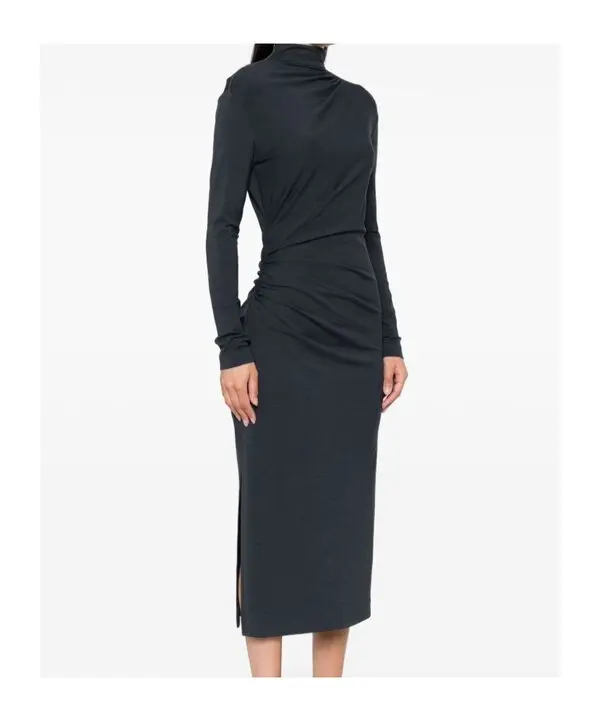 Brunello Cucinelli High-neck Gathered Midi Dress
