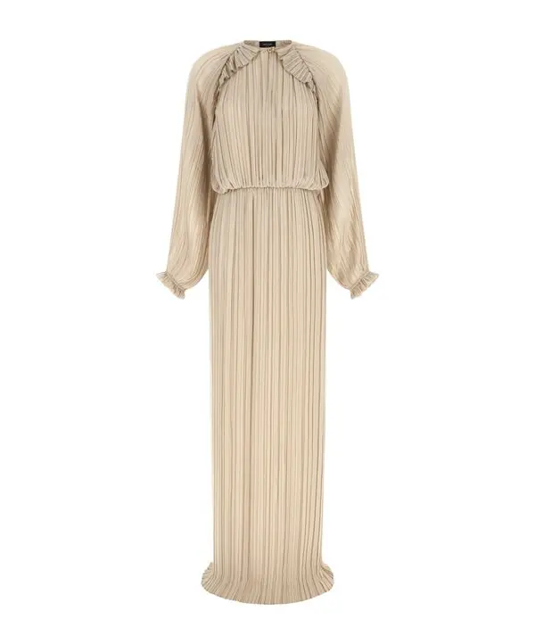 Fabiana Filippi Pleated Maxi Dress With Ruffled Collar