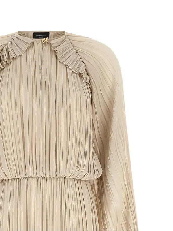 Fabiana Filippi Pleated Maxi Dress With Ruffled Collar