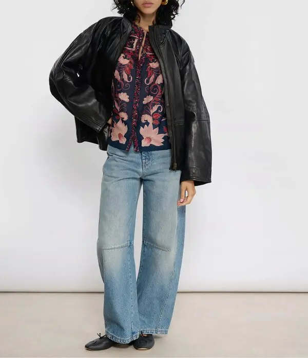 Soeur Leather Jacket With Stand Collar And Zip Fastening