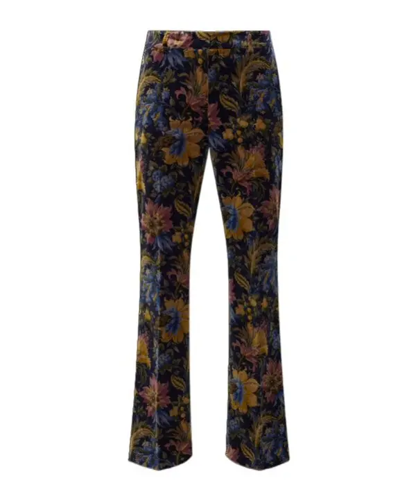 Etro Cotton Velvet Floral Print Trousers - Multiple Colors