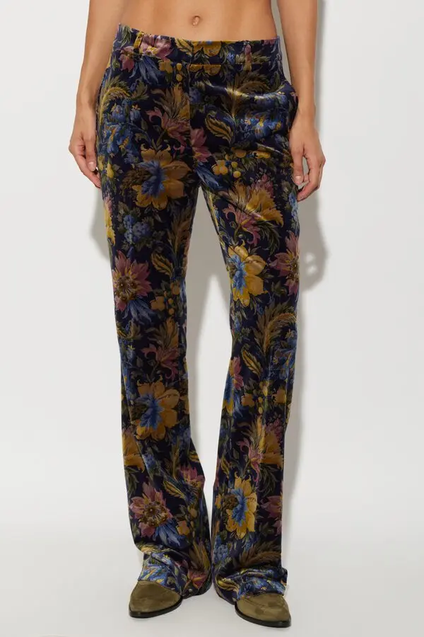 Etro Cotton Velvet Floral Print Trousers - Multiple Colors