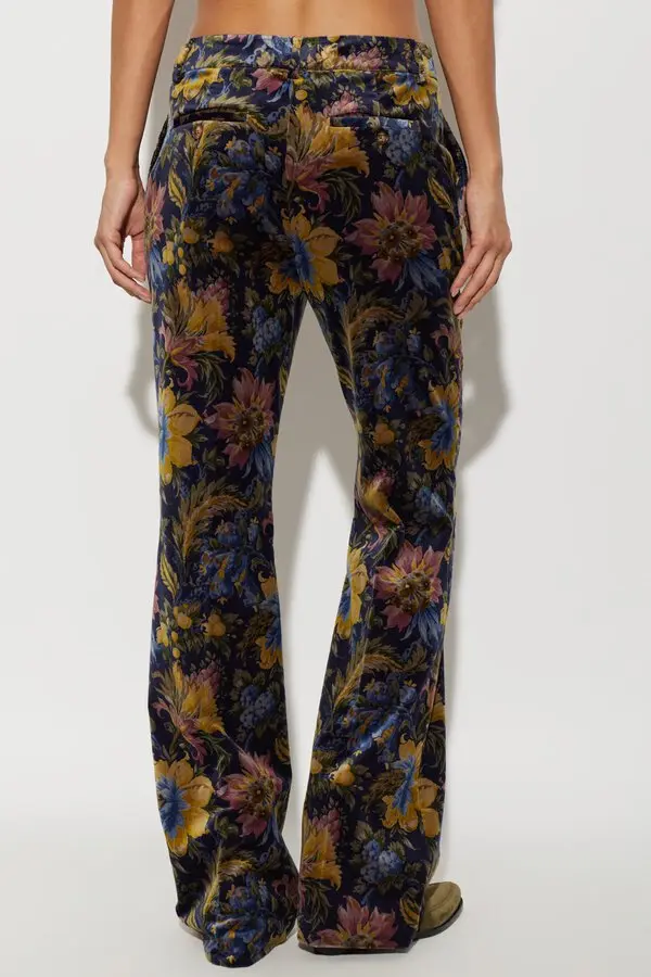 Etro Cotton Velvet Floral Print Trousers - Multiple Colors