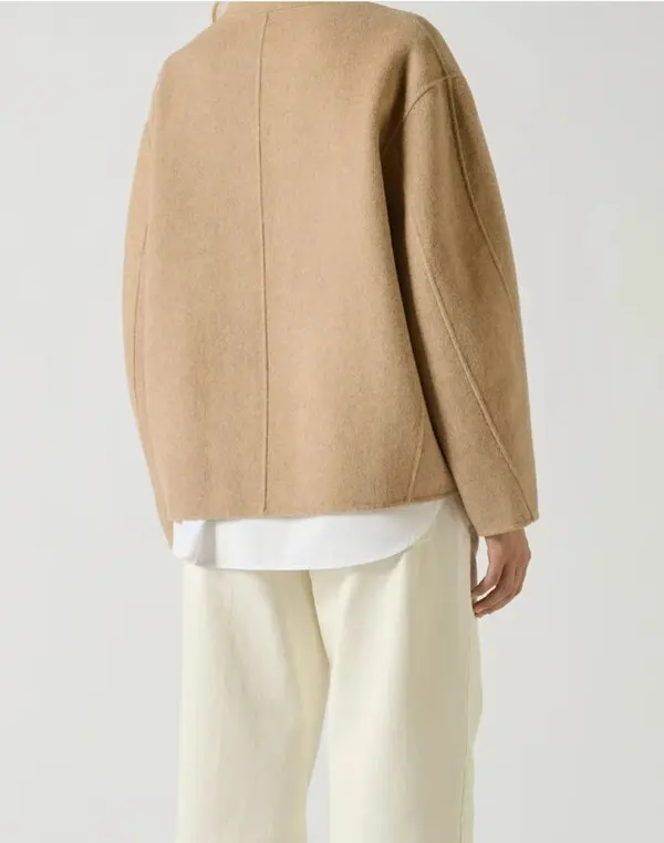 Soeur Windsor Single-button Short Coat - Light Camel