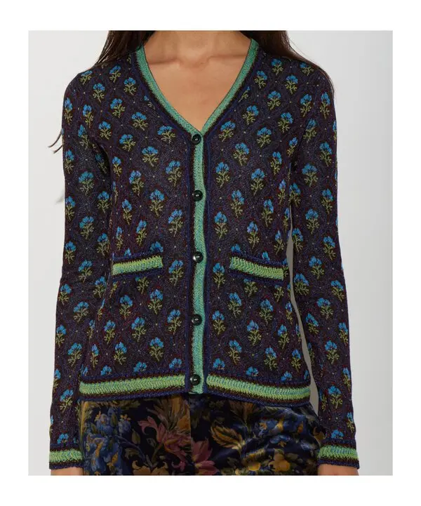 Etro Jacquard Cardigan With Diamond Flower-motif