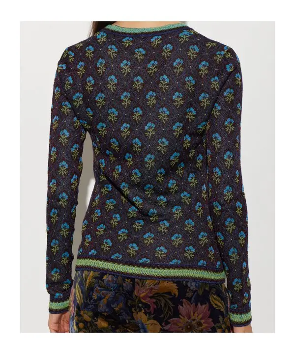 Etro Jacquard Cardigan With Diamond Flower-motif