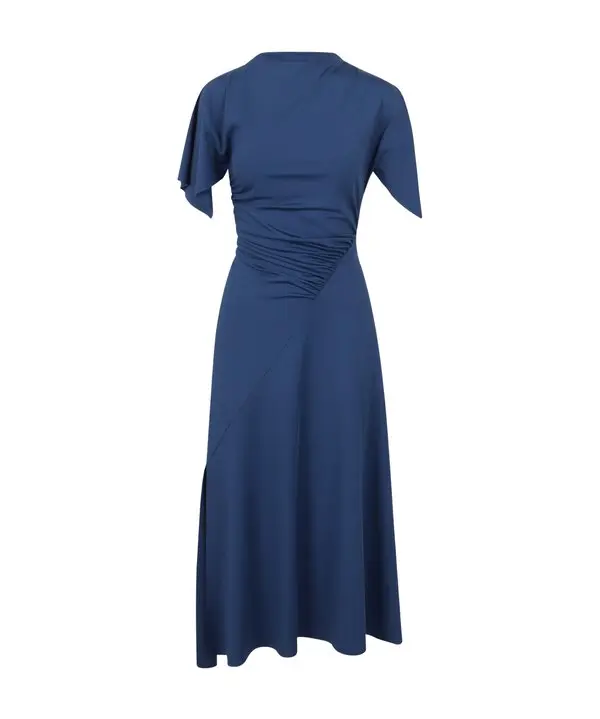 Victoria Beckham Ruched Short-sleeve Midi Dress - Blue