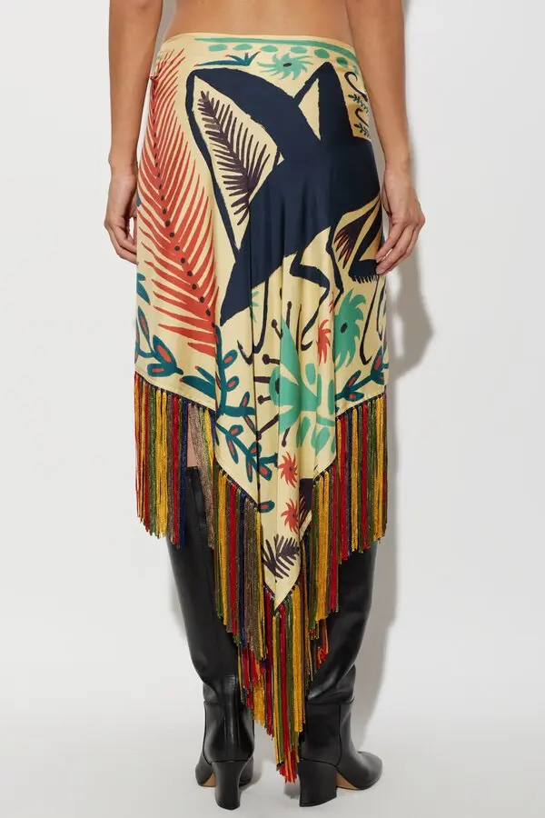 Etro Silk Cover-up Pareo With Placed Print And Fringe