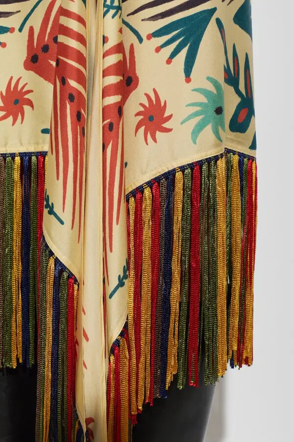 Etro Silk Cover-up Pareo With Placed Print And Fringe