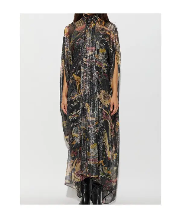 Etro Pleated Printed Maxi Dress
