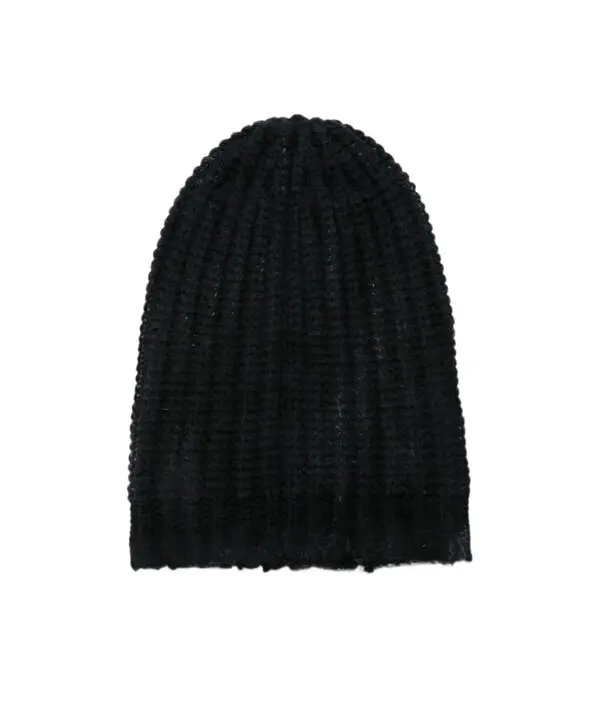 Avant Toi Ribbed Knit Beanie Hat - Blue Navy