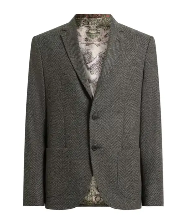 Etro Single-breasted Knit Jacket With Chevron Motif