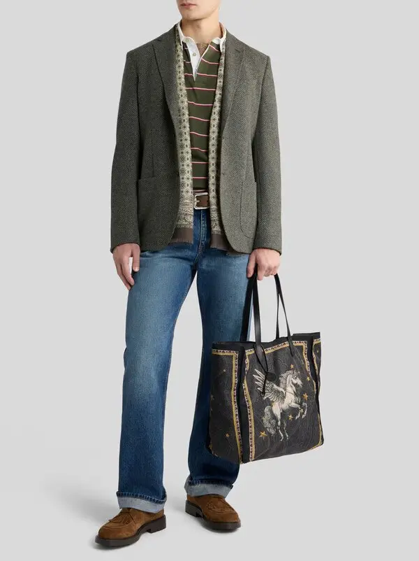 Etro Single-breasted Knit Jacket With Chevron Motif
