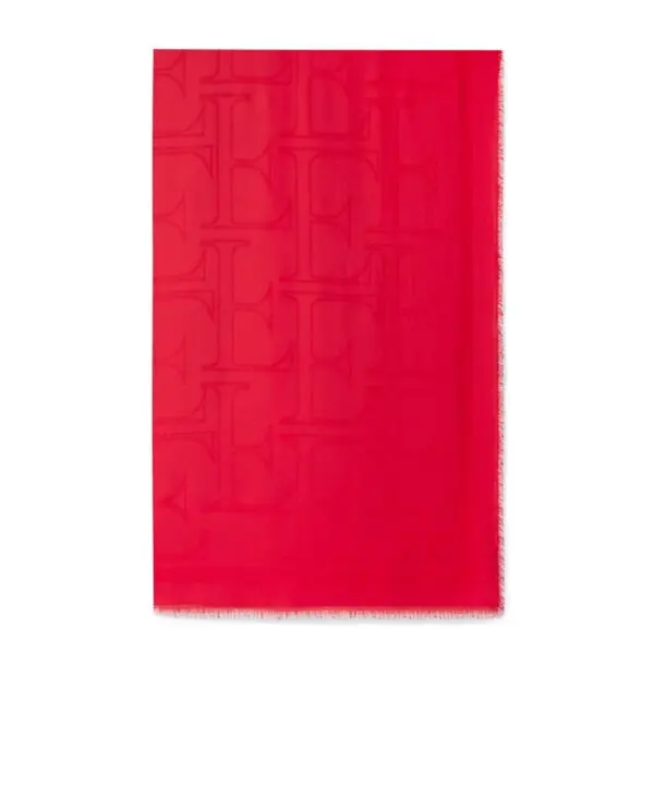 Elisabetta Franchi Logo-jacquard Frayed Scarf - Enthusiastic Red