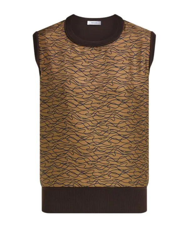 FERRAGAMO Sleeveless Knit Top With Silk Panel