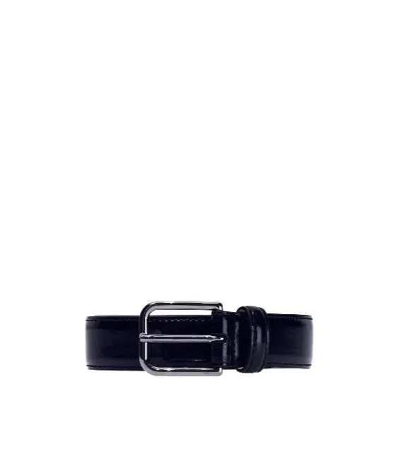 Giorgio Armani Tongue Belt In Brushed Split Leather With Transfer Coating - Black