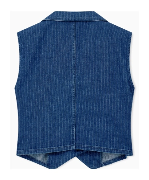 Emporio Armani Pinstriped Wrap Denim Vest